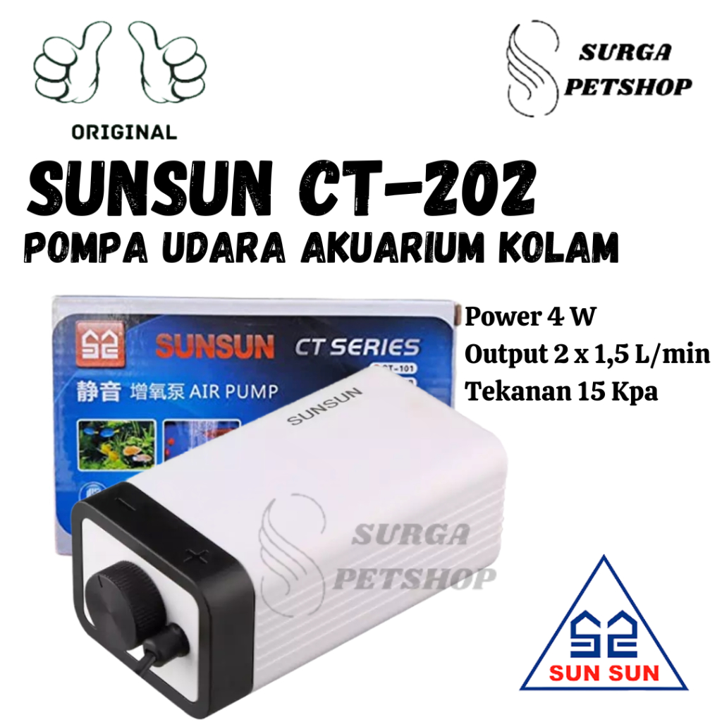 Jual SUNSUN CT 202 Aerator Pompa Udara 2 Lubang Akuarium Kolam Ikan CT202 Airator Air Pump ...