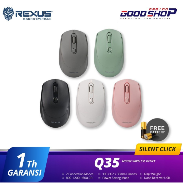 Jual Rexus Mouse Wireless Office Q35 Silent Click | Shopee Indonesia
