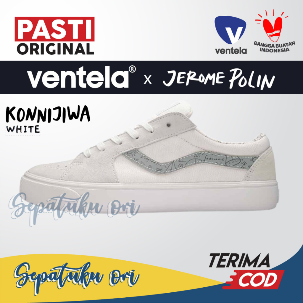 Jual Sepatu Ventela x Jerome Polin Konnijiwa Low White Original ...