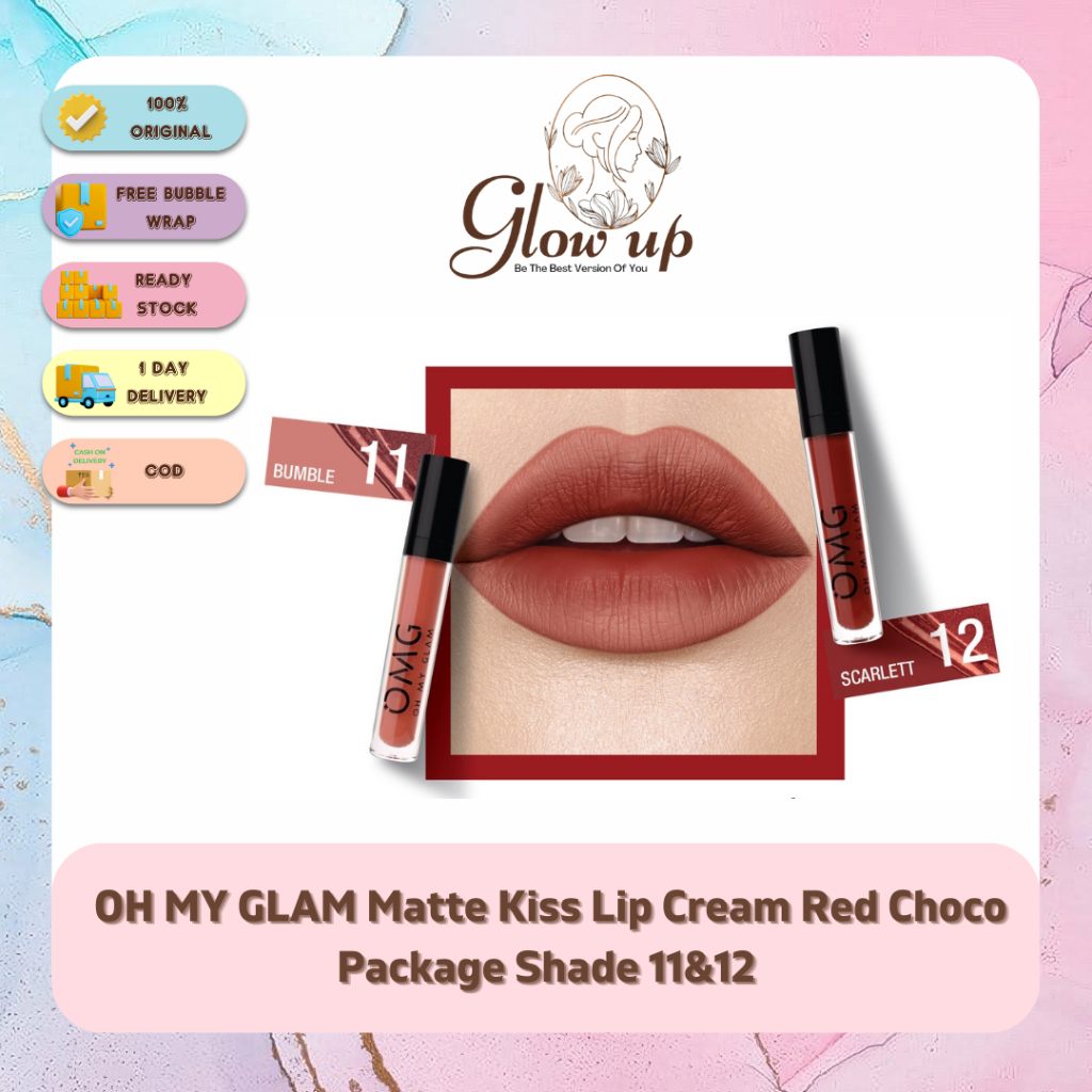 Jual OMG OH MY GLAM Matte Kiss Lip Cream Red Choco Package - 11 Bumble ...