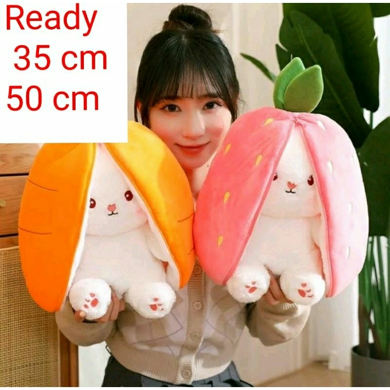 Jual Mainan boneka 2 in 1 bunny strawberry kelinci rabbit 25 cm 35 cm ...
