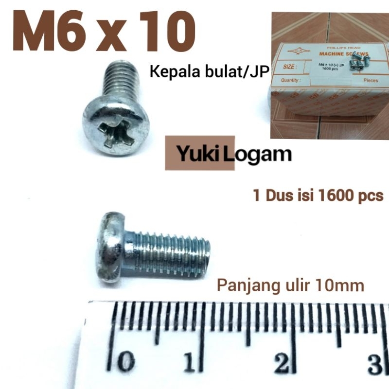 Jual 1 Dus Baut M6 ukuran M6x10 sampai M6x100 kepala bulat/JP | Shopee Indonesia