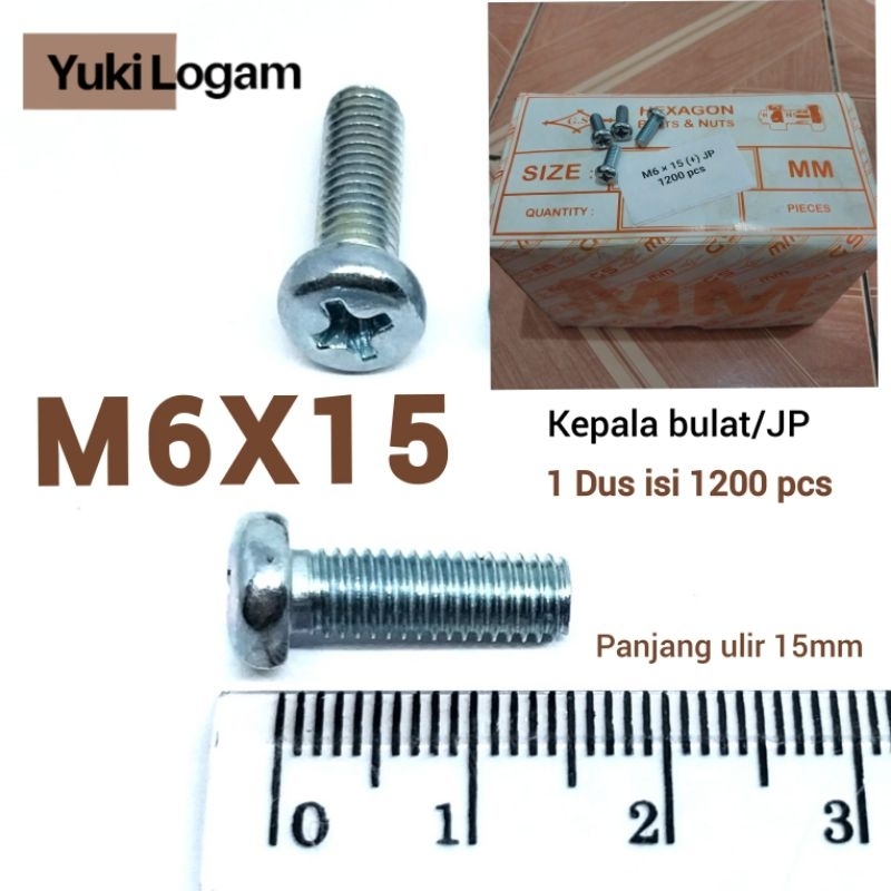 Jual 1 Dus Baut M6 ukuran M6x10 sampai M6x100 kepala bulat/JP | Shopee Indonesia