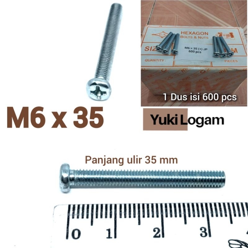 Jual 1 Dus Baut M6 ukuran M6x10 sampai M6x100 kepala bulat/JP | Shopee Indonesia