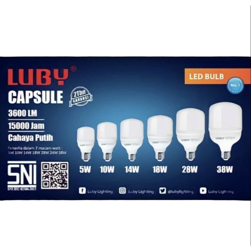 Jual Lampu LED LUBY CAPSULE Cahaya Putih 5W 10W 14W 18W 28W 38W 45W 50W | Shopee Indonesia