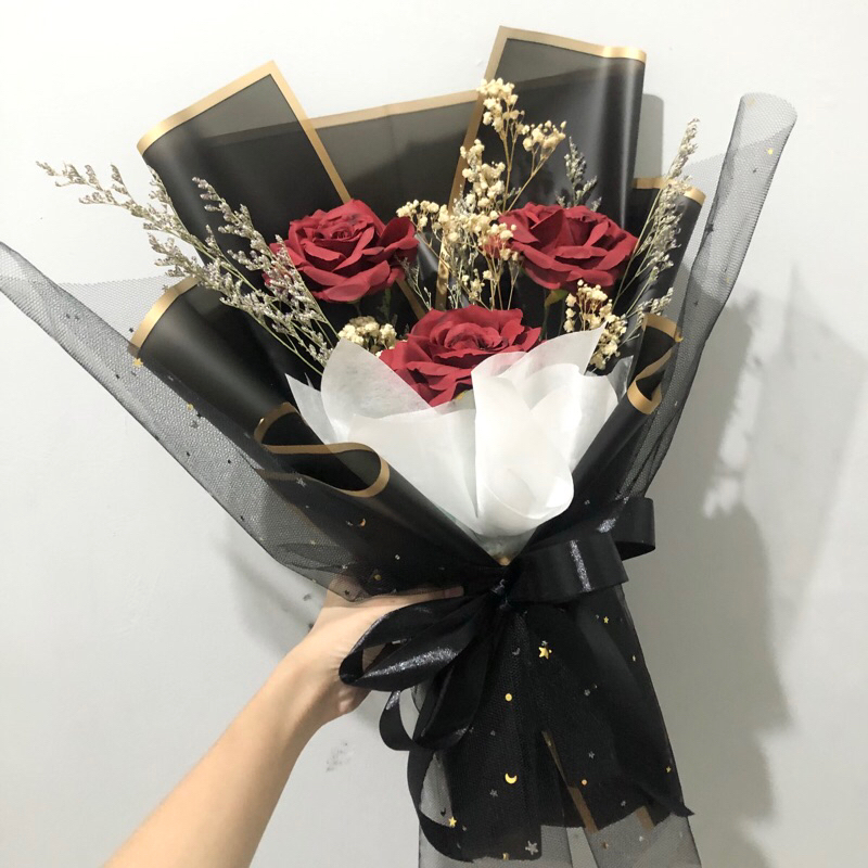 Jual 3 Tangkai / Stem Premium Rose Bouquet | Buket Bunga Palsu [Hadiah ...
