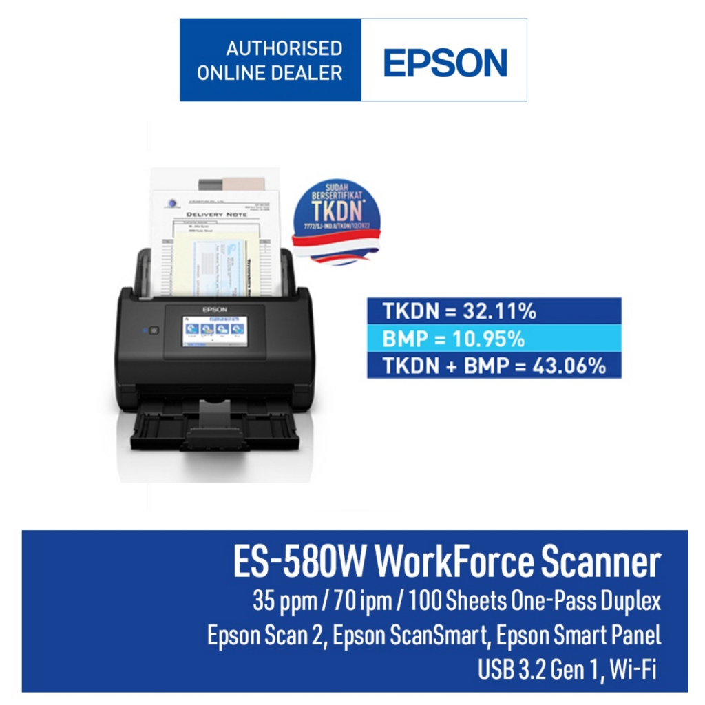 Jual Epson Scanner ES580W ES-580W ADF 100 sheets USB WiFi | Shopee ...