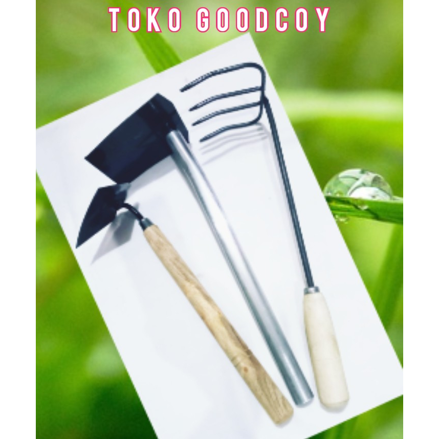Jual PROMO!! Cangkul gagang Galvanis + Garukan rumput + Pacul taman ...