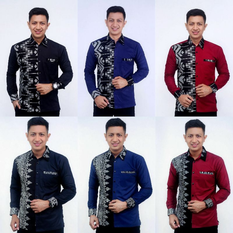 Jual KEMEJA BATIK PRODO KOMBINASI POLOS | Shopee Indonesia