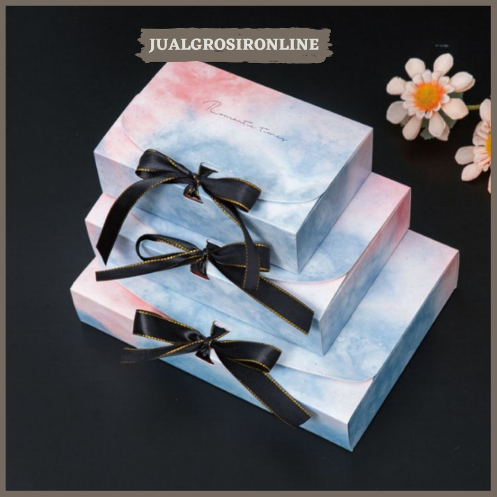 Jual Kotak Gift Hampers Box Marble Dengan Pita / Box Gift Hampers Bahan ...