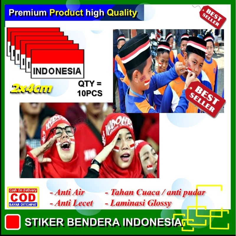 Jual Stiker bendera indonesia sticker bendera negara indonesia | Shopee ...