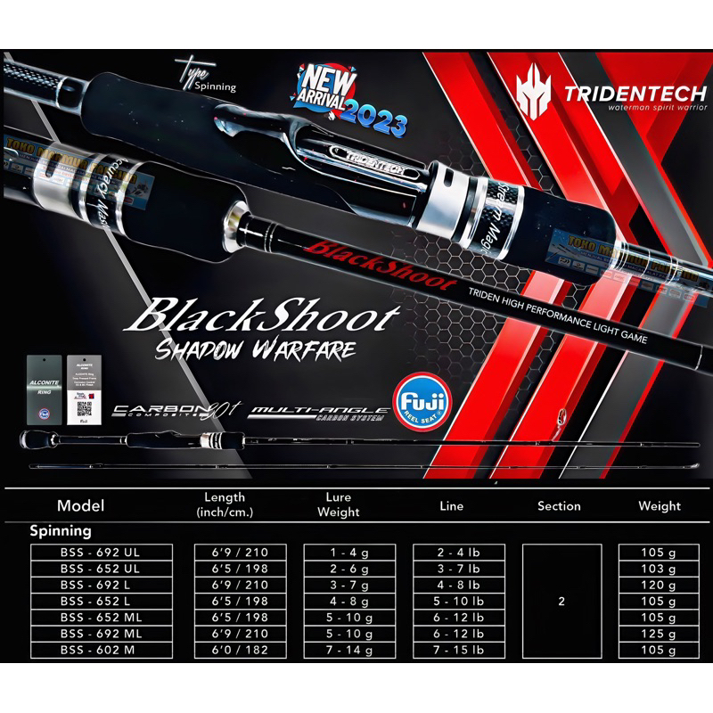 Jual Joran Spinning Tridentech BLACK SHOOT New Produk 2023 | Shopee ...