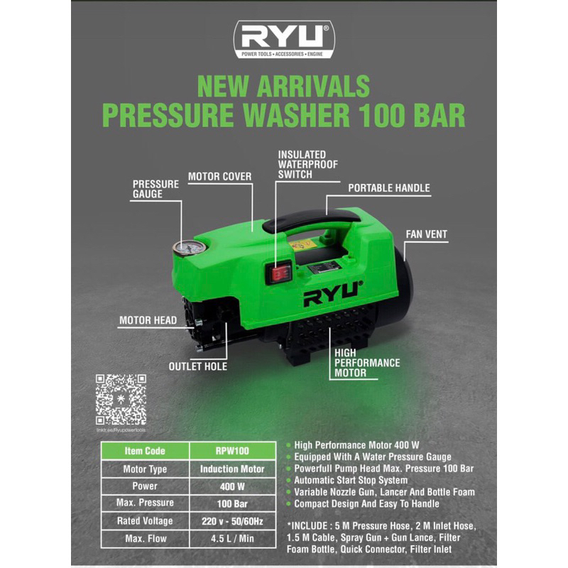 Jual Jet cleaner RYU watt kecil 400 watt mesin cuci mobil motor steam ...