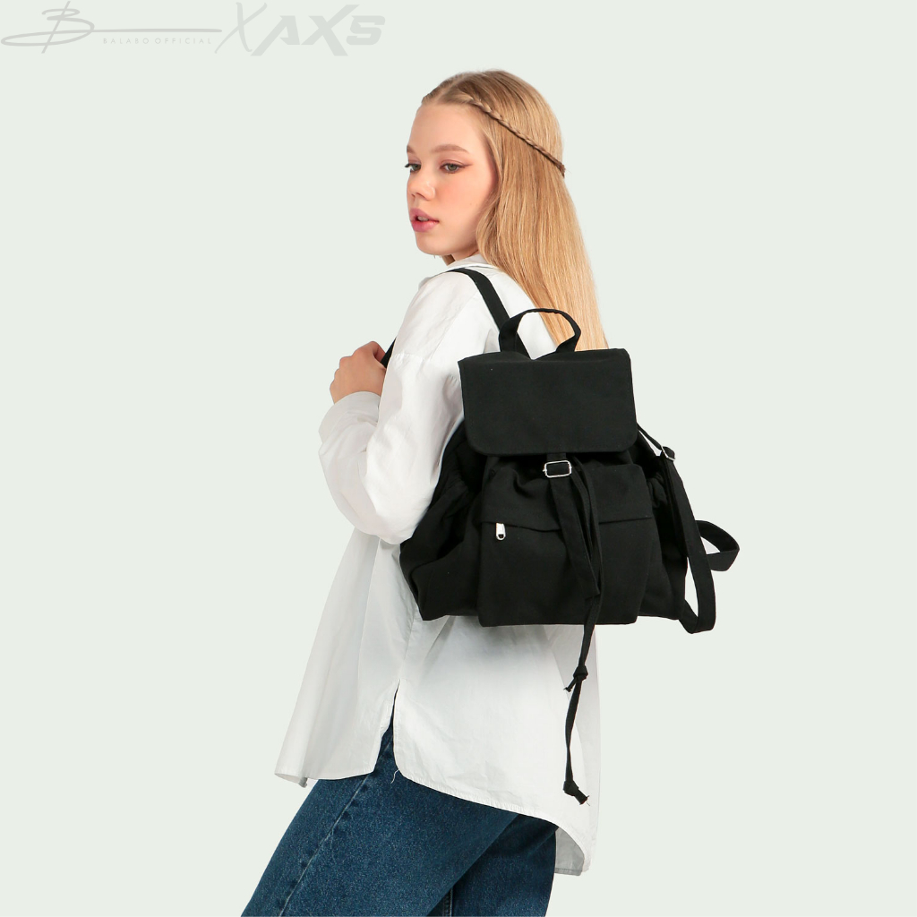 Jual Ransel Canvas Tebal Serut TouchanBrogood Aesthetic Simple Polos ...