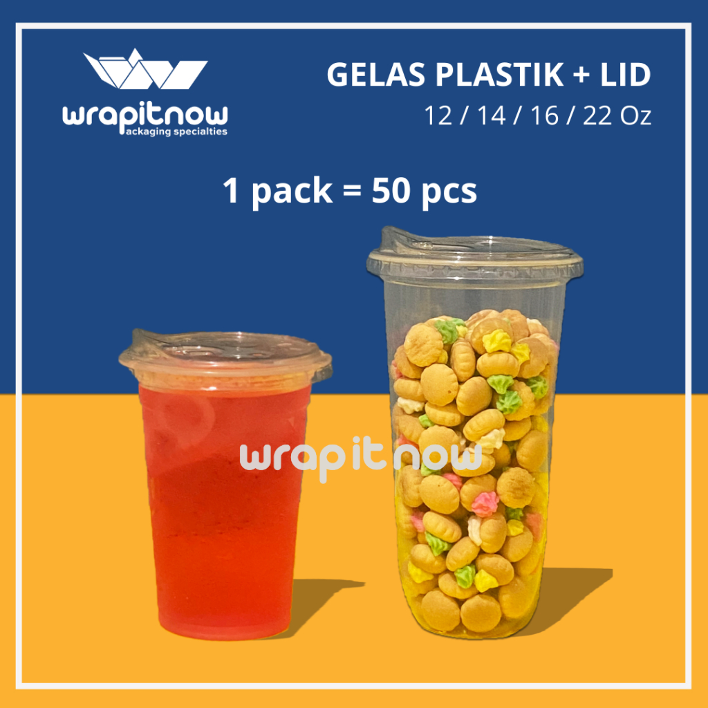 Jual (Isi 50 Pcs) Gelas Plastik + Tutup Strawless 12 Oz 14 Oz 16 Oz ...