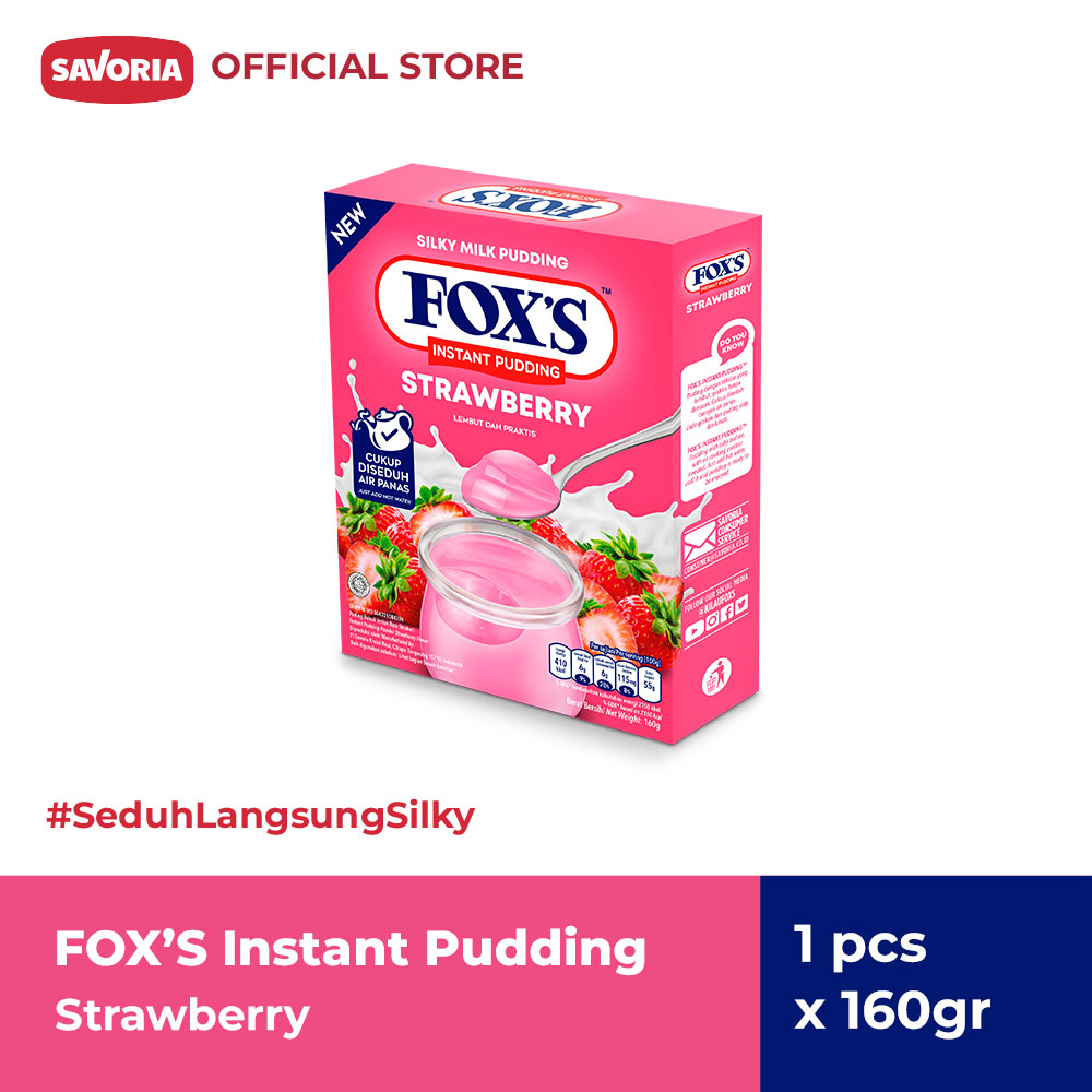 Jual FOX'S Instant Pudding Strawberry Box - Puding Stroberi Instan 160g ...