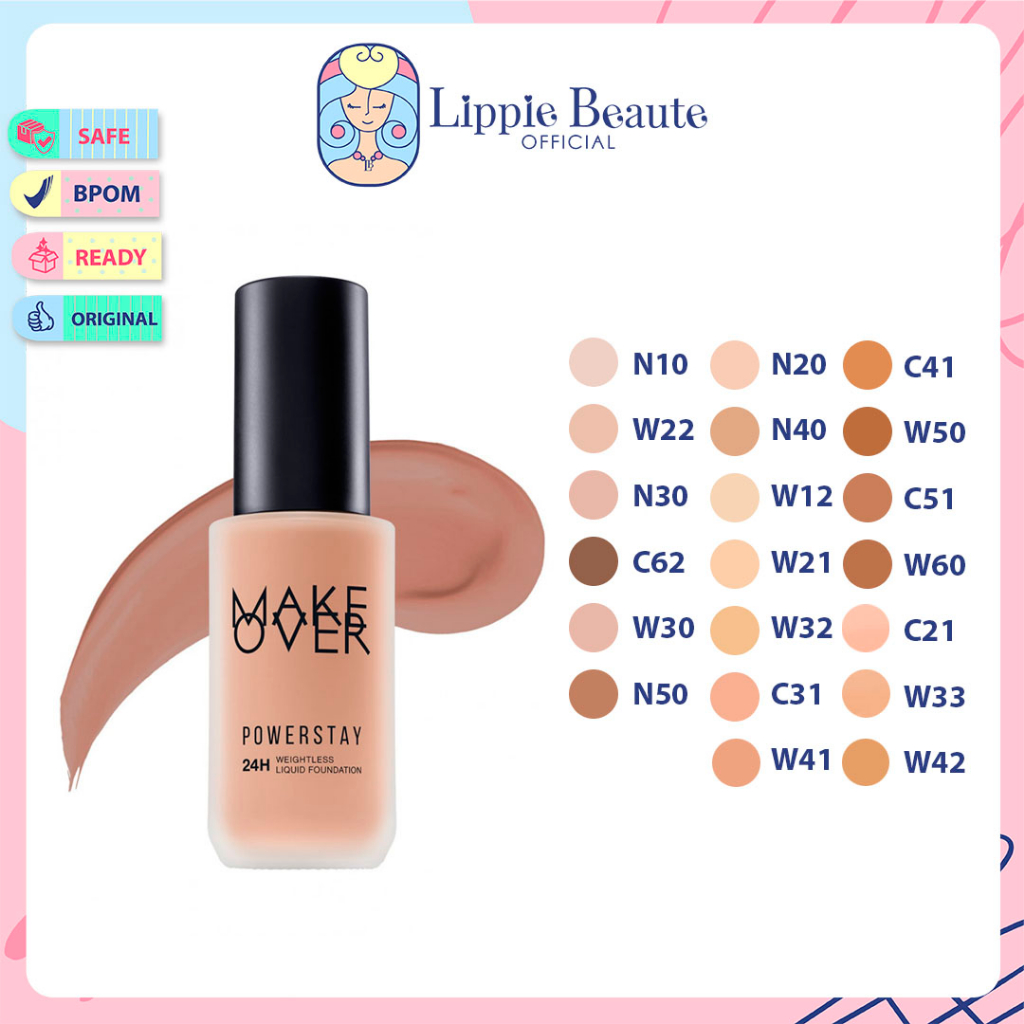 Jual MAKE OVER - Powerstay 24H Weightless Liquid Foundation | Shopee ...