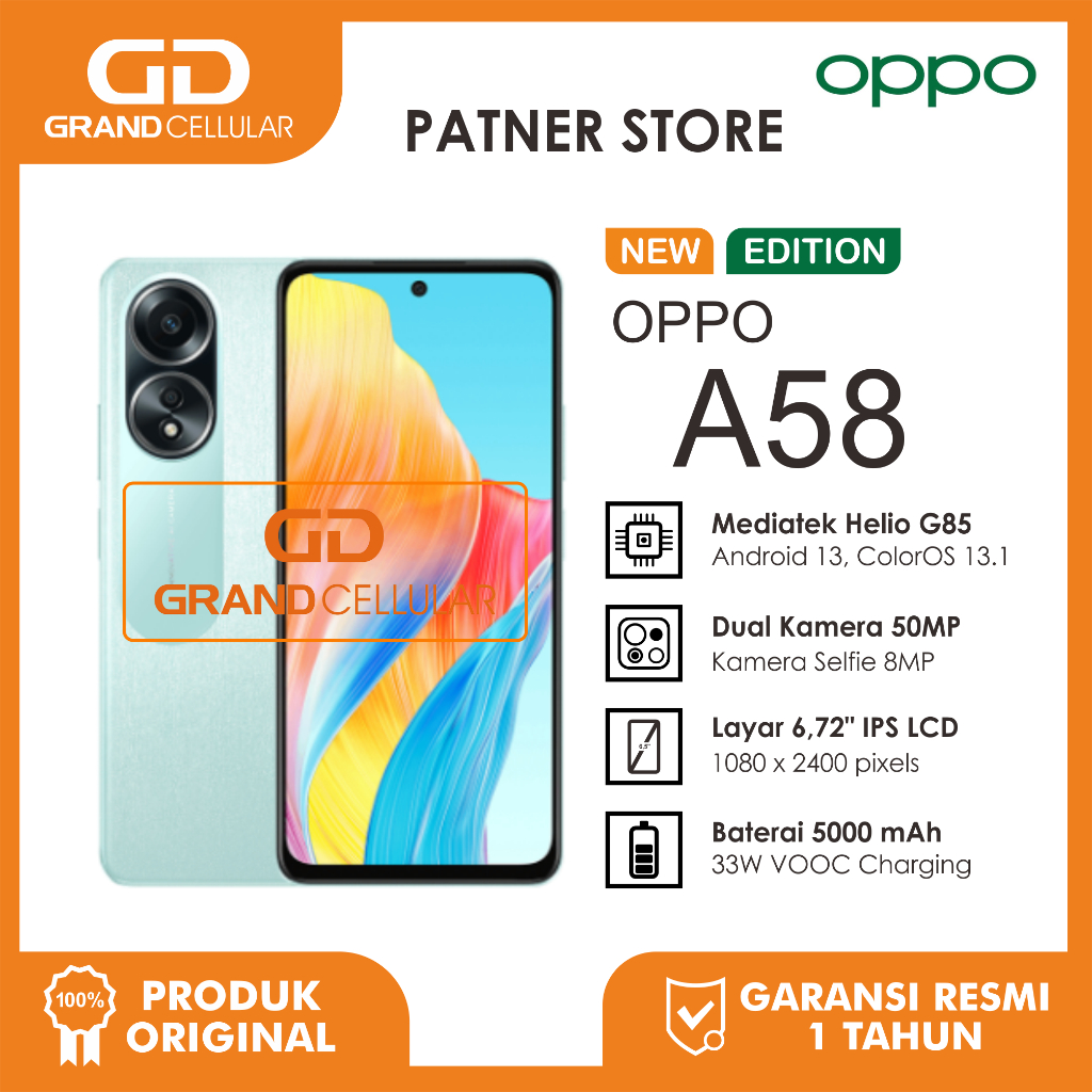 Jual OPPO A58 8GB RAM 128GB ROM - 6GB RAM 128GB ROM Garansi Resmi ...