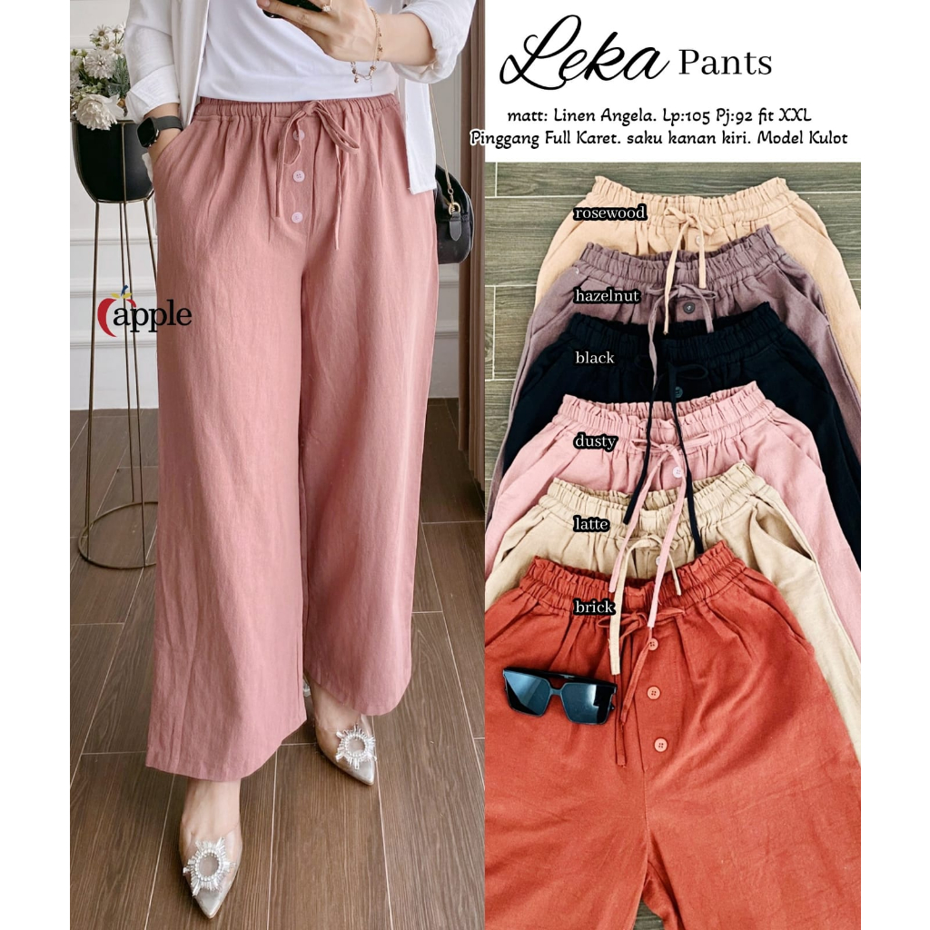 Jual LEKA pants | ORI by APPLE | Linen Angela Super | M-XXL | celana ...