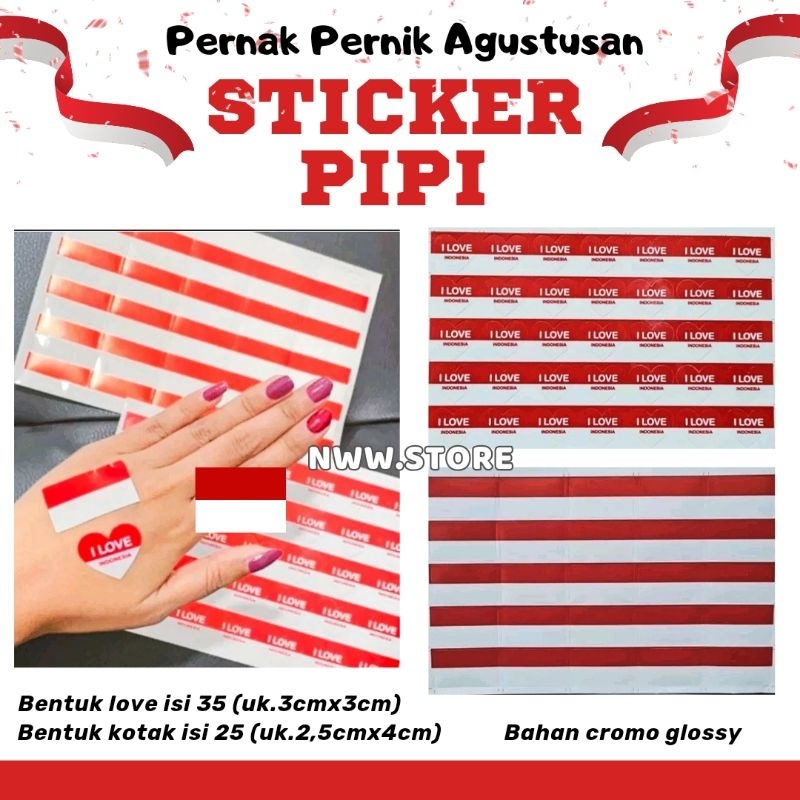 Jual STIKER PIPI MERAH PUTIH DIRGAHAYU RI PERNAK PERNIK AGUSTUSAN ...