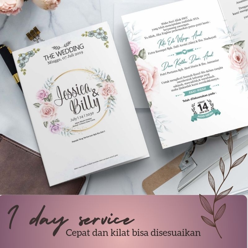Jual JASMINE CARD 15 CETAK CEPAT UNDANGAN PERNIKAHAN MURAH UNIK FLORAL ...