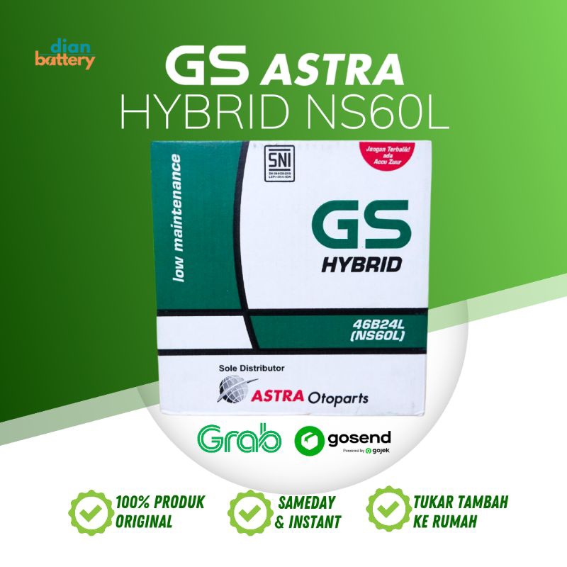 Jual GS Astra Hybrid NS60L Aki Mobil Suzuki Ertiga Aerio Baleno - Accu 46B24L (45Ah) | Shopee ...