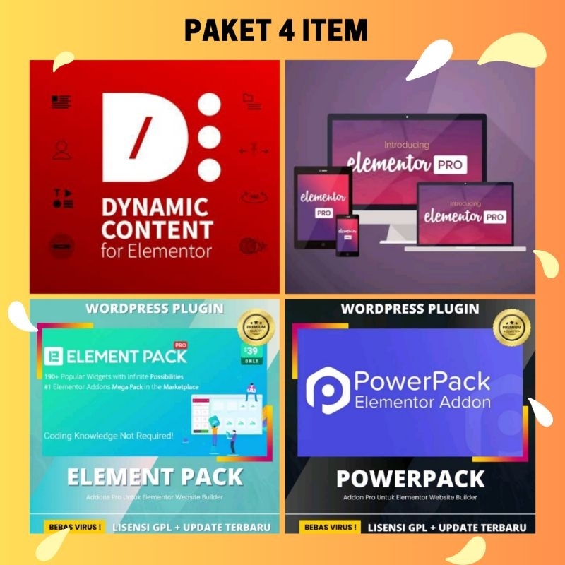 Jual Bundle 4 item - Elementor Pro + Dynamic Content + Element Pack ...