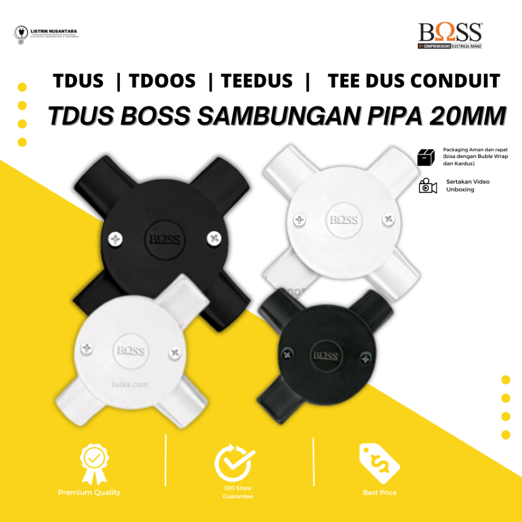 Jual T Dus Cabang 3 dan 4 BOSS Tee Doos Hitam Putih Sambungan Pipa 20mm | T DUS TDUS T DOS TDOS ...