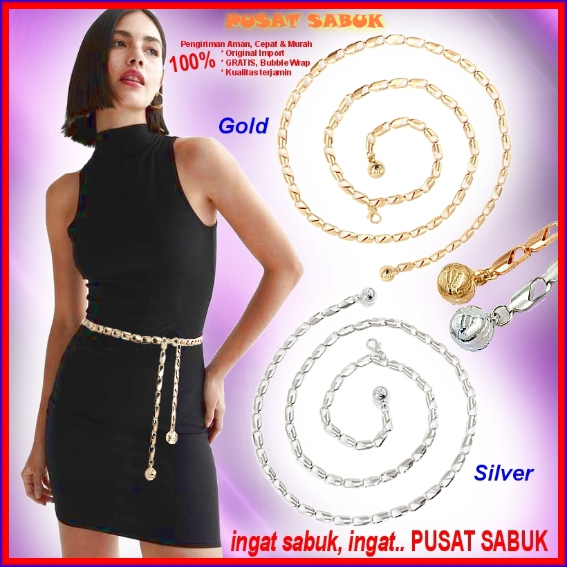 Jual Belt Rantai Gesper Ikat Pinggang Sabuk Rante Wanita Gaun Cewek Perempuan Mutiara Model Ring ...