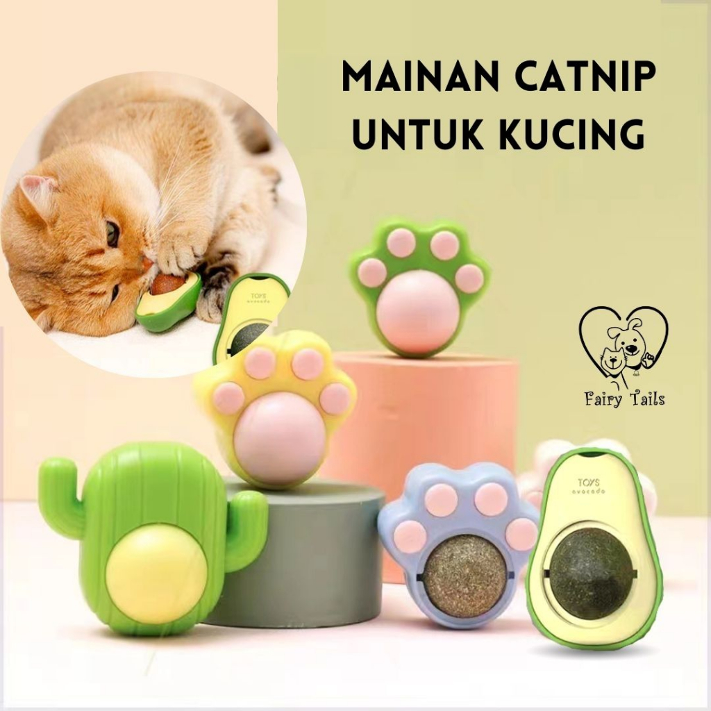 Jual Mainan Catnip Bentuk Avocado Cactus dan Paw untuk Kucing Bisa Berputar 360 Derajat Dengan ...