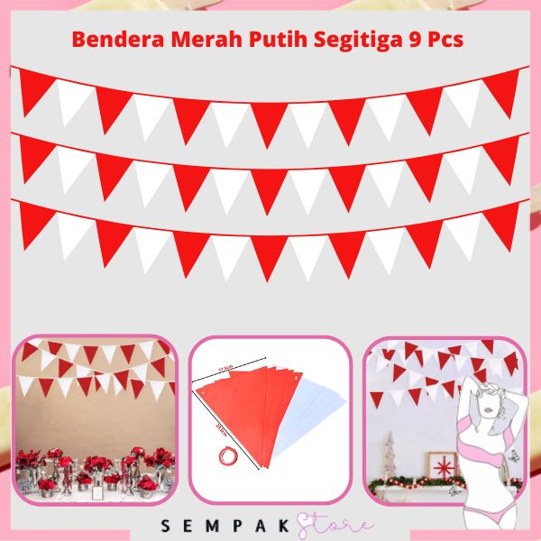Jual SS Bendera Merah Putih Segitiga 9 Pcs Ulang Tahun Kemerdekaan ...