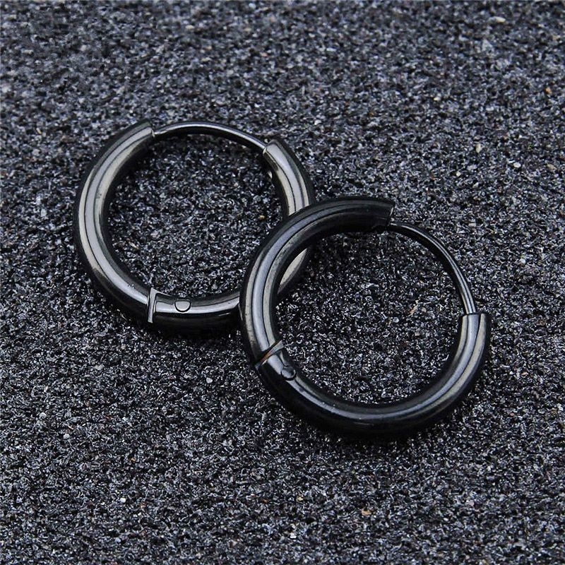 Jual Anting bulat hitam titanium model piercing untuk pria | Shopee ...