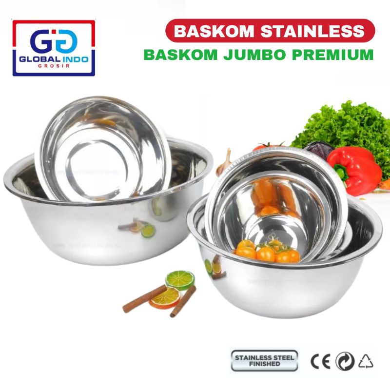 Jual BASKOM STAINLESS TEBAL 30-40CM BASKOM TEBAL Wadah Adonan ...