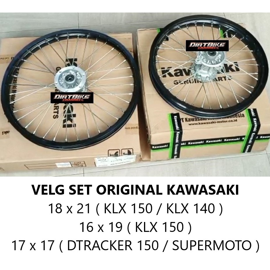 Jual VELG SET ORIGINAL KAWASAKI KLX 150 DTRACKER 150 BF SUPERMOTO 18 21 17 17 16 19 | Shopee ...