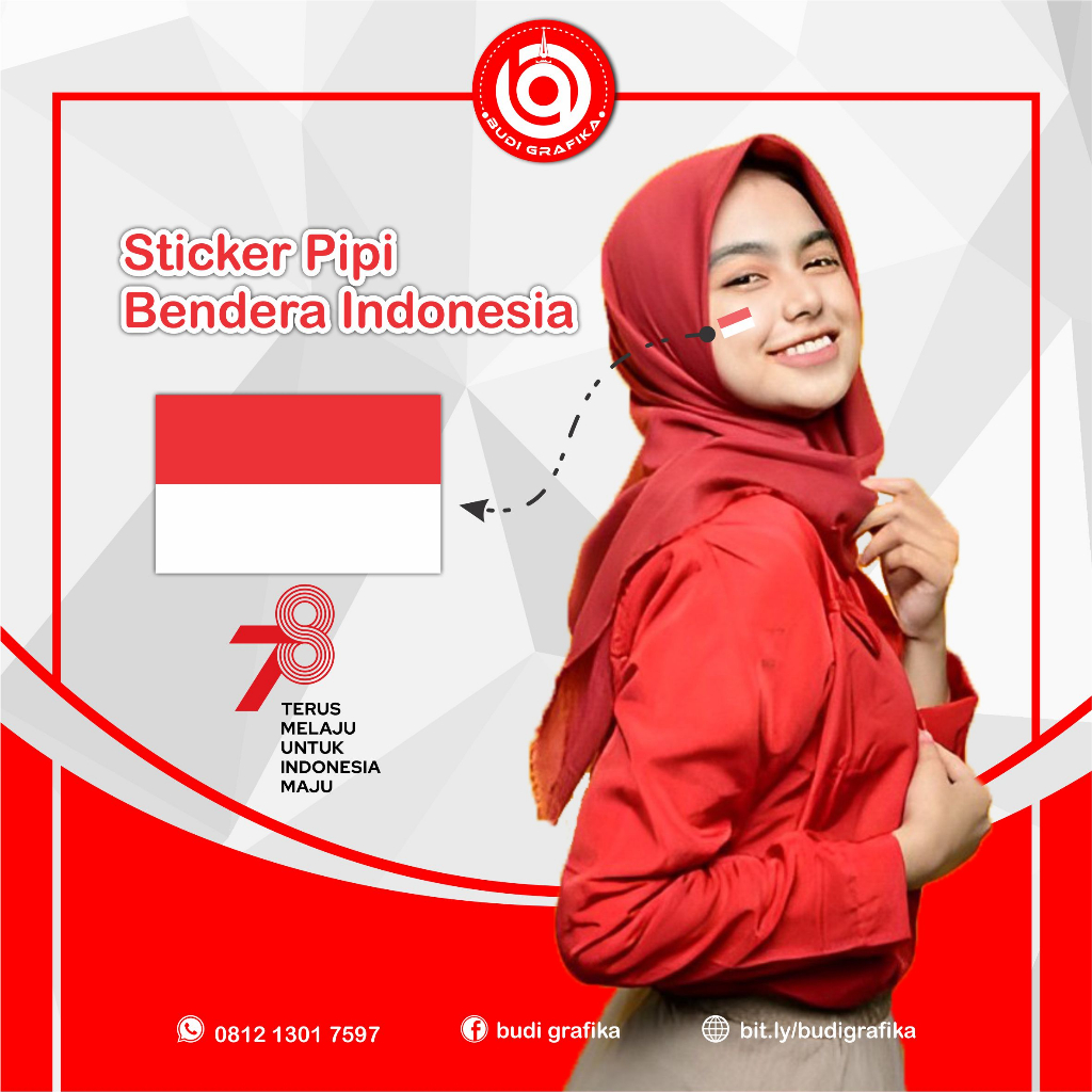 Jual Sticker Pipi HUT RI Bendera Merah Putih/Sticker Bendera Merah ...