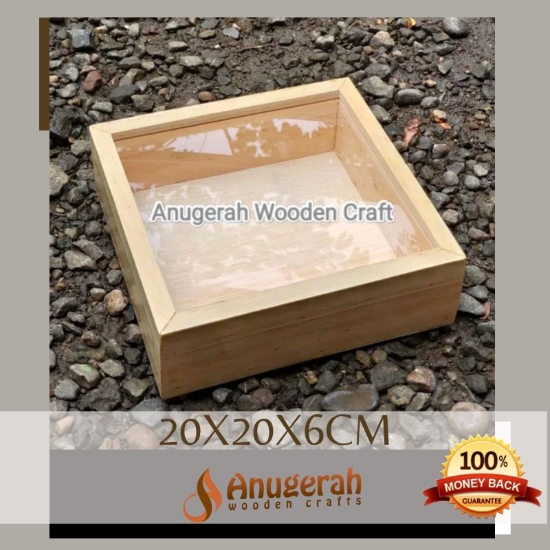 Jual Sliding acrilic box kotak Kayu sliding 20x20cm hampers kayu ...