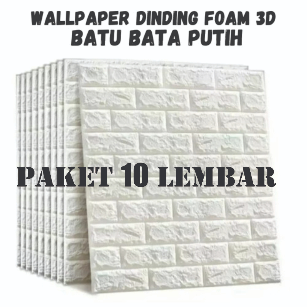 Jual PAKET 10 LEMBAR Walpaper Dinding Timbul 3d Motif Bata Putih ...