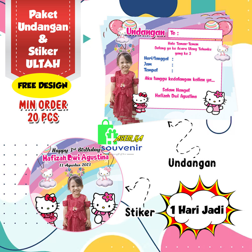 Jual PROMO UNDANGAN & STIKER ULANG TAHUN ANAK CUSTOM 1 HARI JADI ...