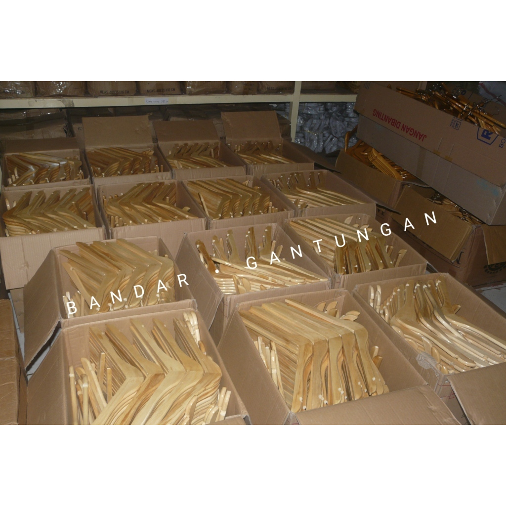 Jual PAKET 100 PCS Hanger Kayu Natural Tanpa Palang Gantungan Baju Kayu ...