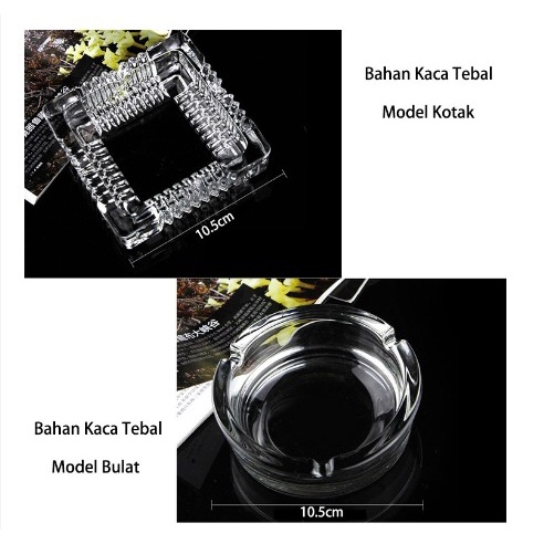 Jual GK Asbak kaca bening kotak & Bulat / Asbak rokok tempat putung ...