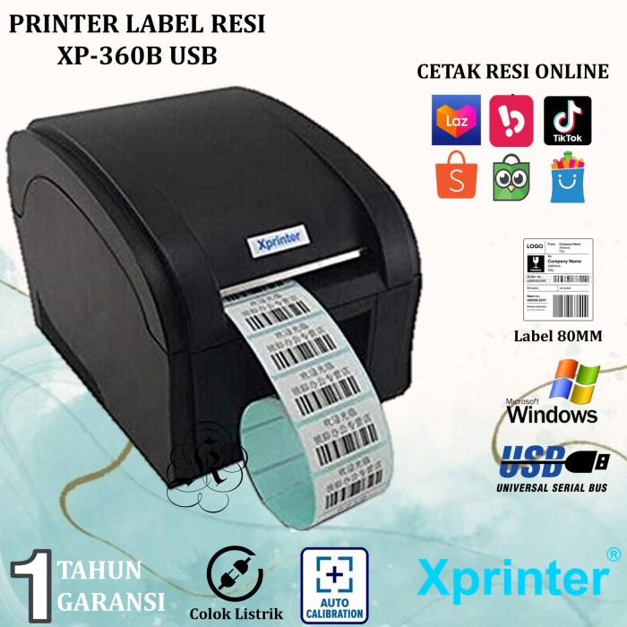Jual XP360B PRINTER THERMAL BARCODE XP-360B 80MM USB STICKER LABEL RESI ...