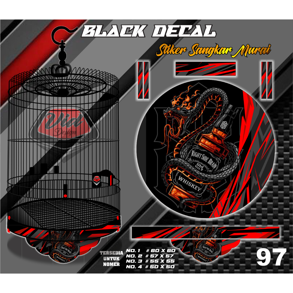 Jual Sticker Decal Sangkar Murai Tebok Kandang Oriq Jaya Motif Ular No ...