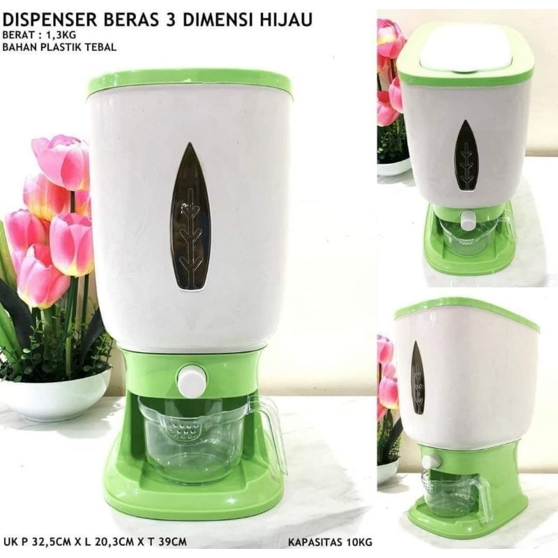 Jual Dispenser Beras Tri J 10 KG/12 liter - Tempat Penyimpanan Beras ...