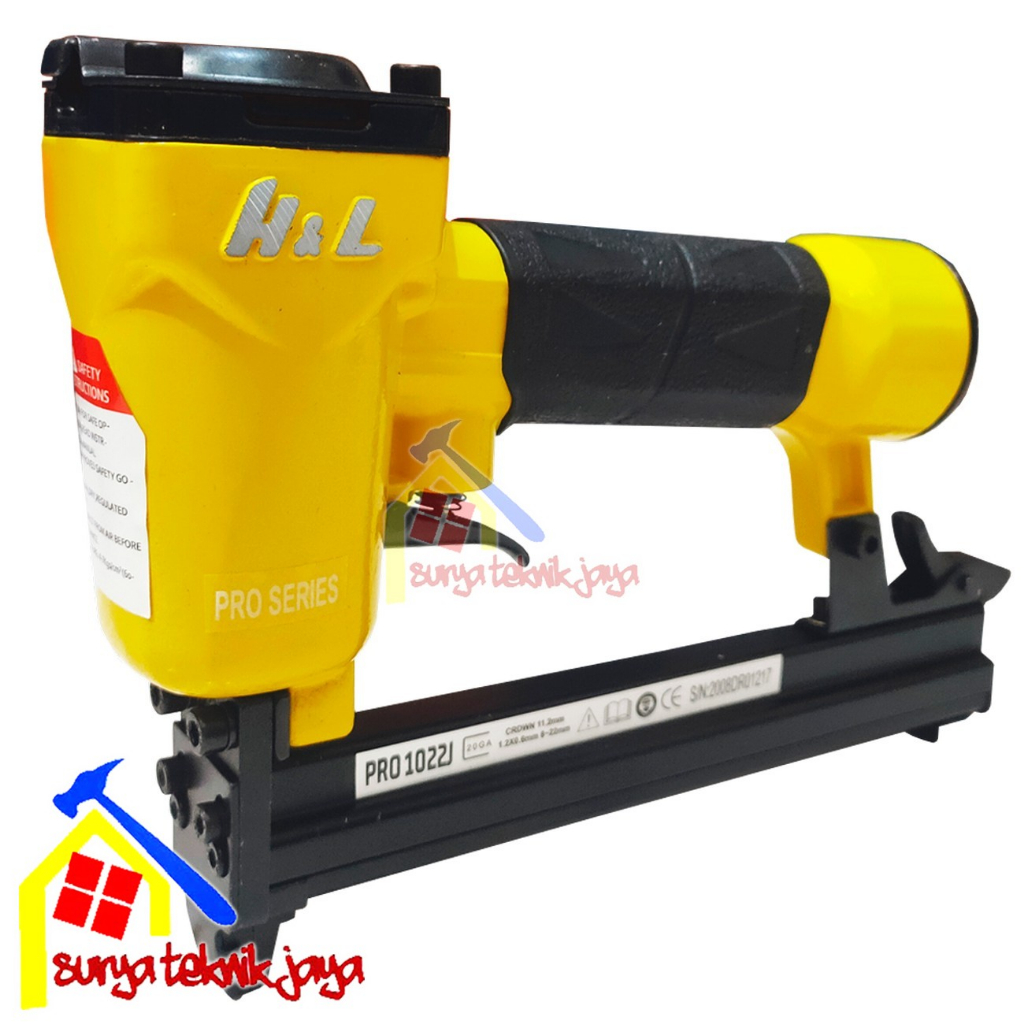 Jual Air Nailer Gun 1022J H&L Mesin Paku Tembak Staples Tenaga Angin Model U | Shopee Indonesia