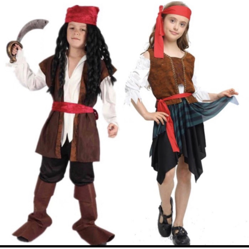 Jual pirate jack sparrow the caribban costume boy girl | kostum bajak ...