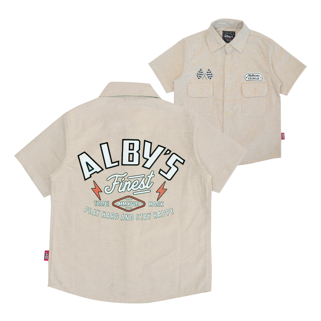 Jual Albys Kidswear - Kemeja Casual Workshirt Anak laki laki - Khaki | Shopee Indonesia