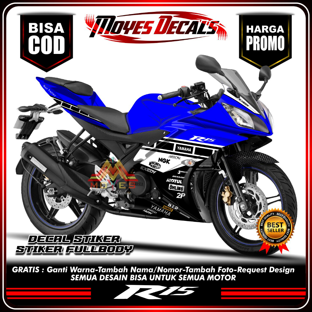 Jual Decal STIKER YAMAHA R15 V2 Full Body Stiker R15 V2 Full Body Dekal ...