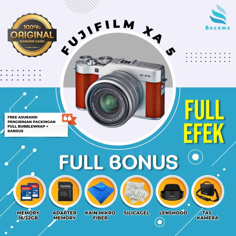 Jual FUJIFILM XA 5 WIFI + LENSA KIT + MEMORY + TAS SIAP PAKAI MULUS | Shopee Indonesia