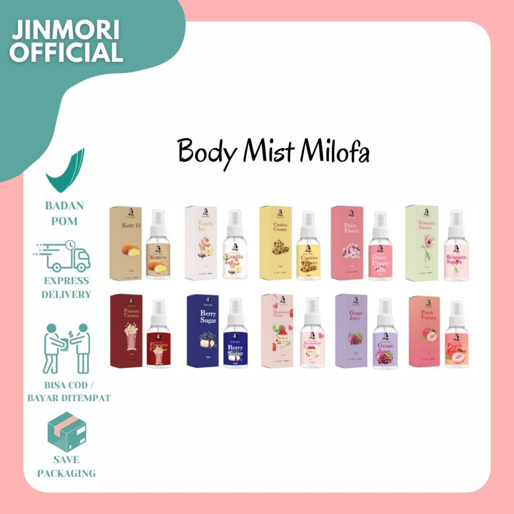 Jual JM - [BPOM] Body Mist Milofa Popcorn Caramel 75ml / Parfum Body ...