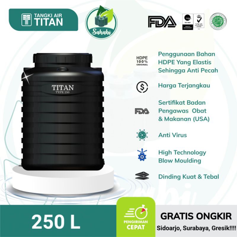 Jual Tandon Air / Toren Air / Tangki Air Titan Blow 250 Liter | Shopee ...